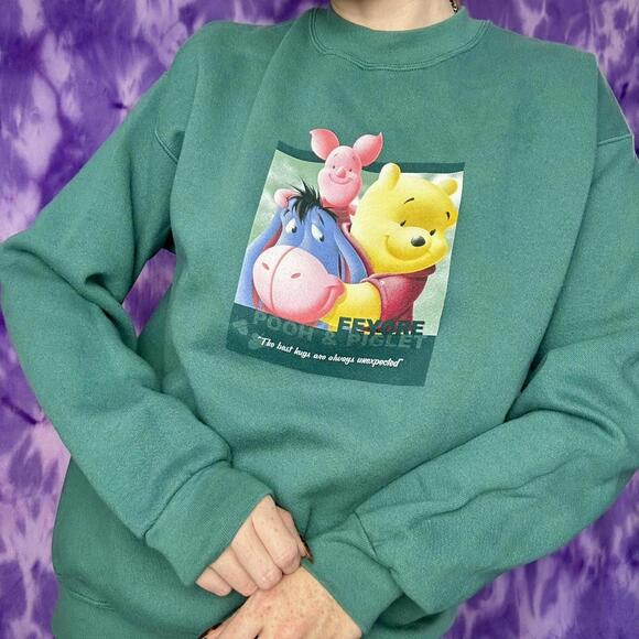 Disney | Tops | Vtg Green Disney Winnie The Pooh Eeyore Piglet Crewneck ...